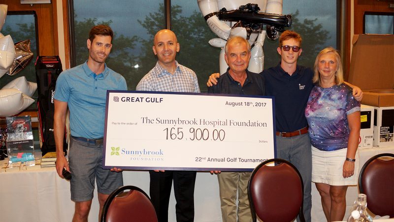 Great Gulf's golf tournament cheque. Left to right: Josh Reisman, Dr ...
