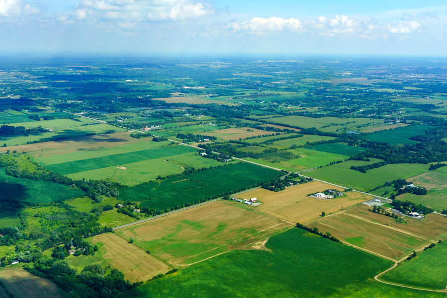 Aerial view at day of agricultural land in Toronto, Ontario, Can - Building