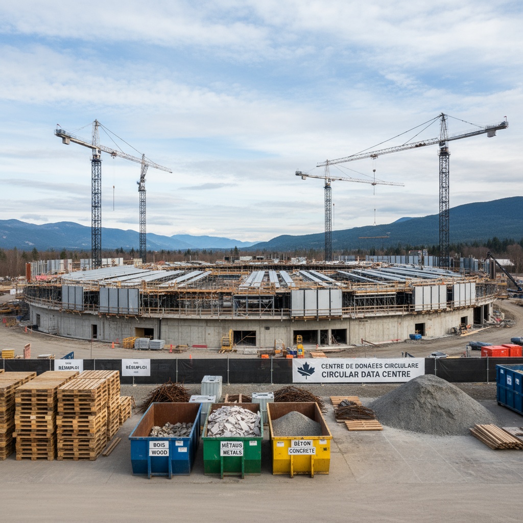 Circular,Construction,At,A,Data,Center,Site,A,Wide,Shot - Building